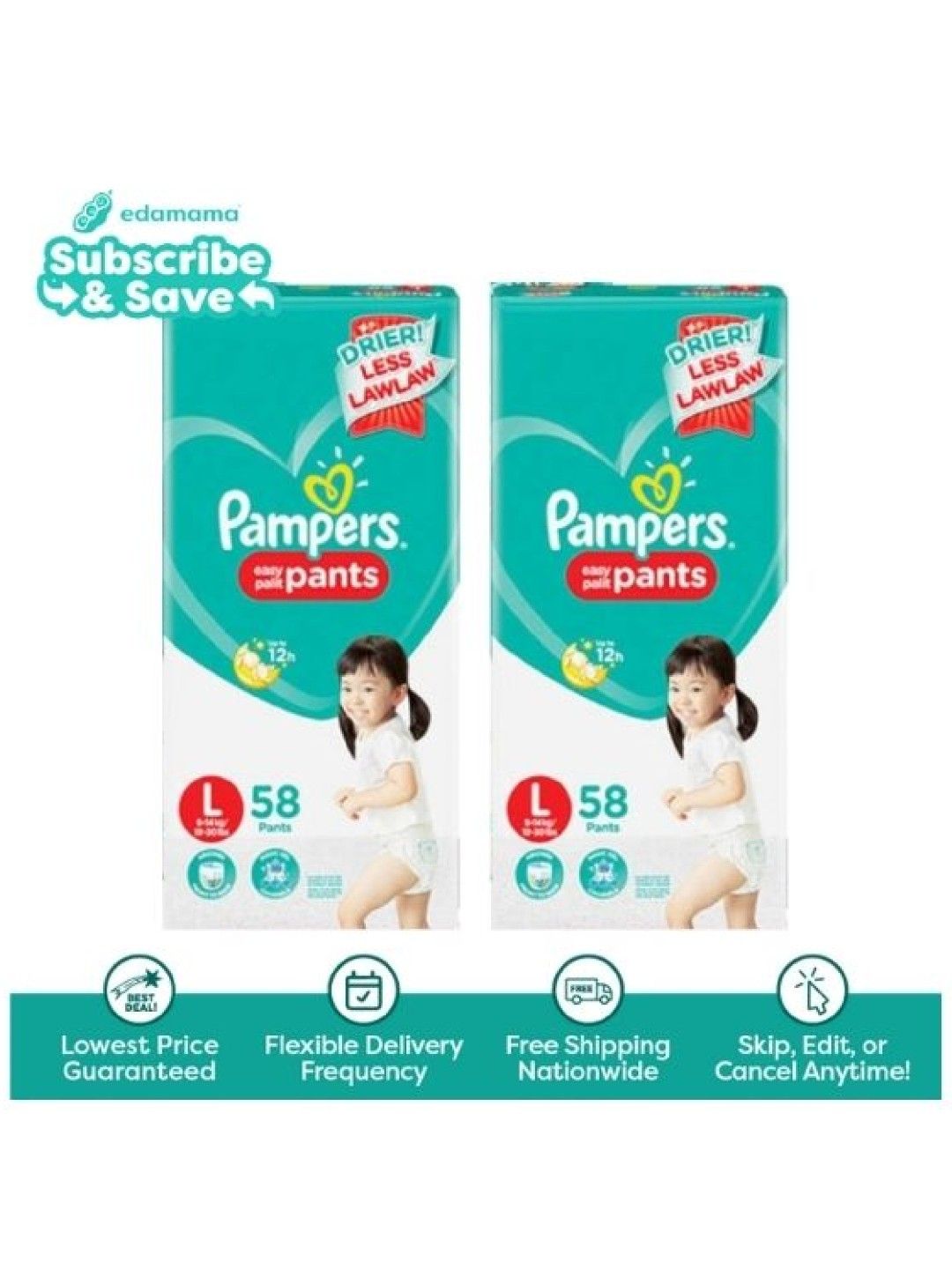 Pampers Baby Dry Pants Super Jumbo Large 2-Pack (2 x 58 pcs ...