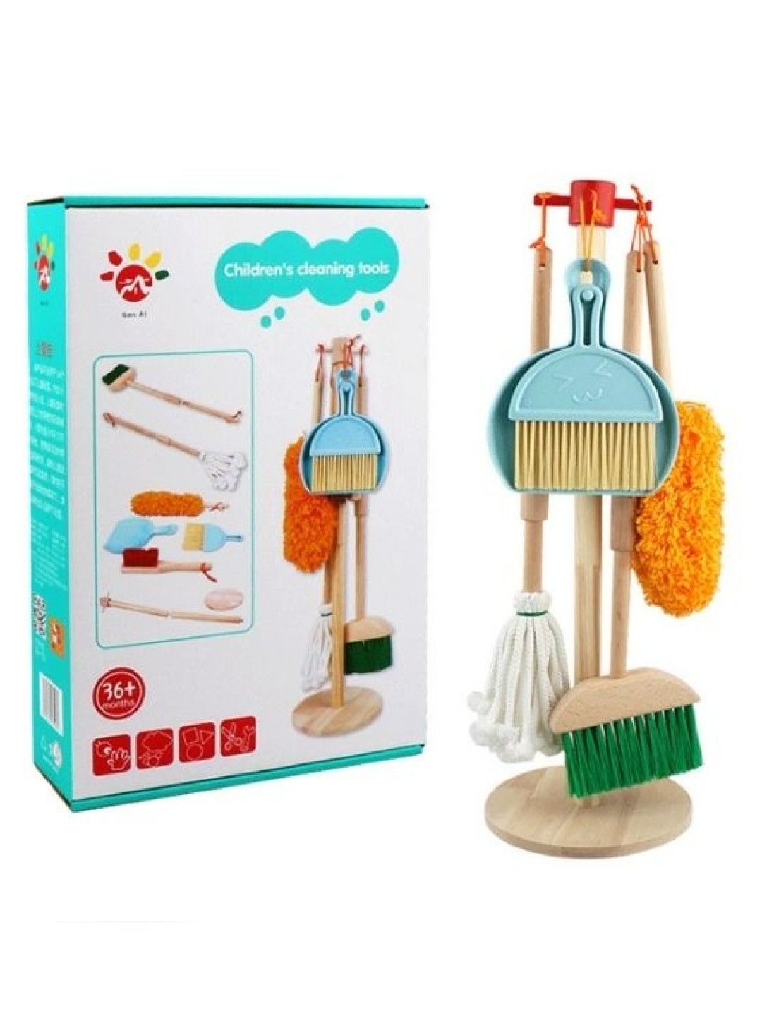 Mama & Mini 5-in-1 Classic Detachable Wooden Cleaning Set | edamama