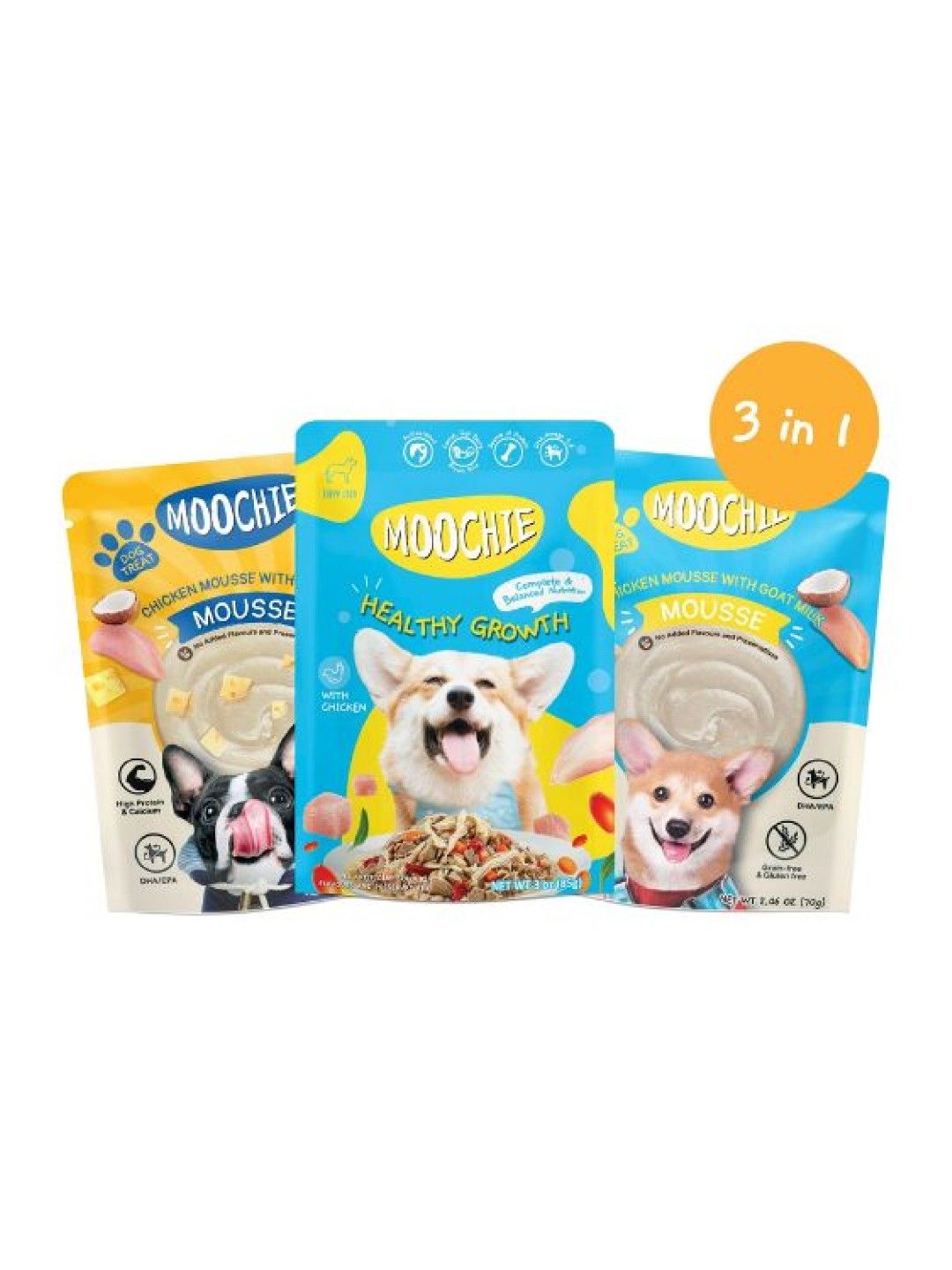 Moochie Wet Puppy Dog Food Treat 3 Flavors in 1 Starter Bundle 70g-85g ...