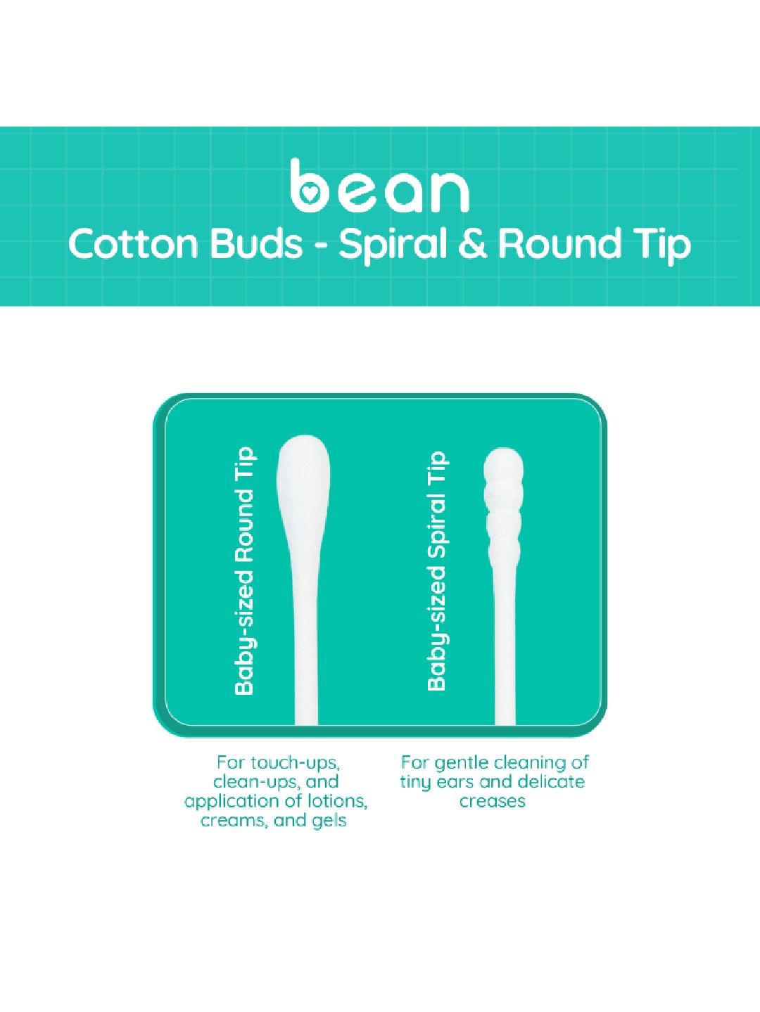 bean essentials Spiral and Round Baby Cotton Buds (4