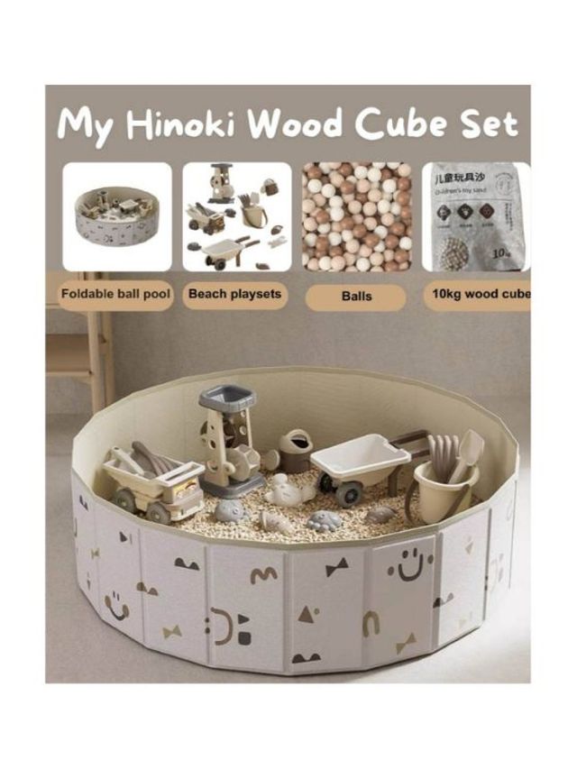 QT Hub My Hinoki Wood Cube Set | edamama