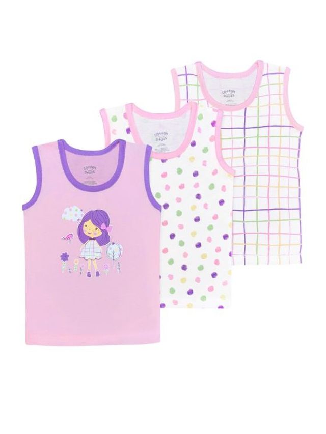 Cotton Stuff 3-piece Sando (Pattern - Girl) | edamama