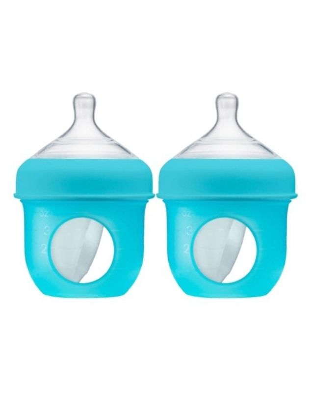 BOON NURSH Silicone Pouch Bottle 4oz Twin Pack (Blue) | edamama
