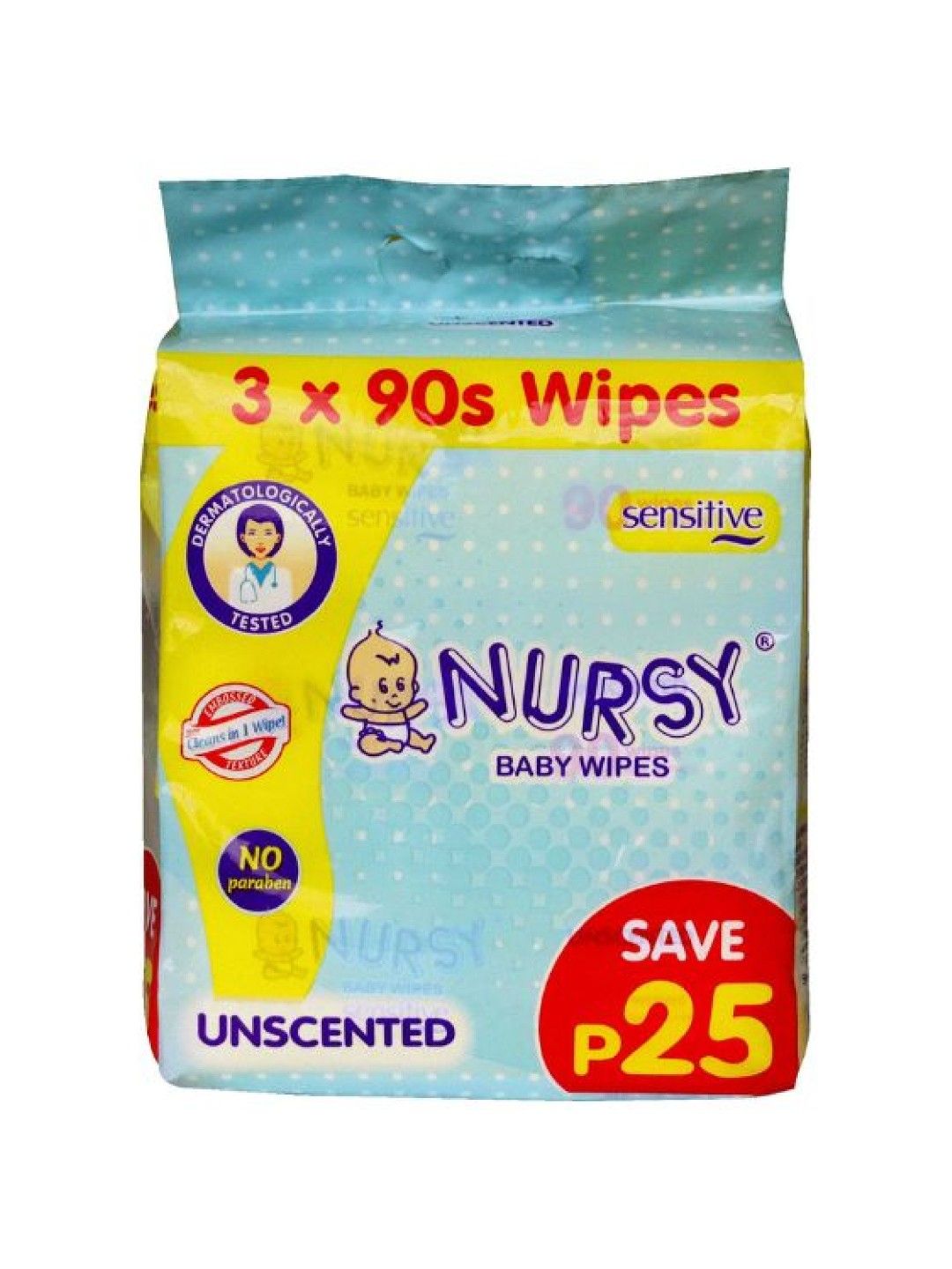 Nursy Wipes | [Promo Pack] Unscented 90's 3-pack S