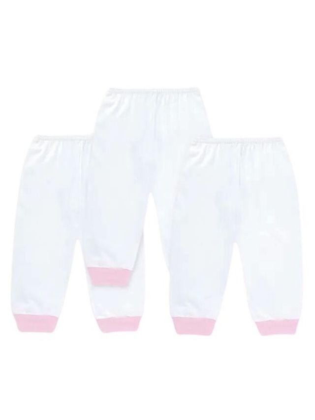 Cotton Stuff 3-Piece Pajama Pants (White with Pin… | edamama