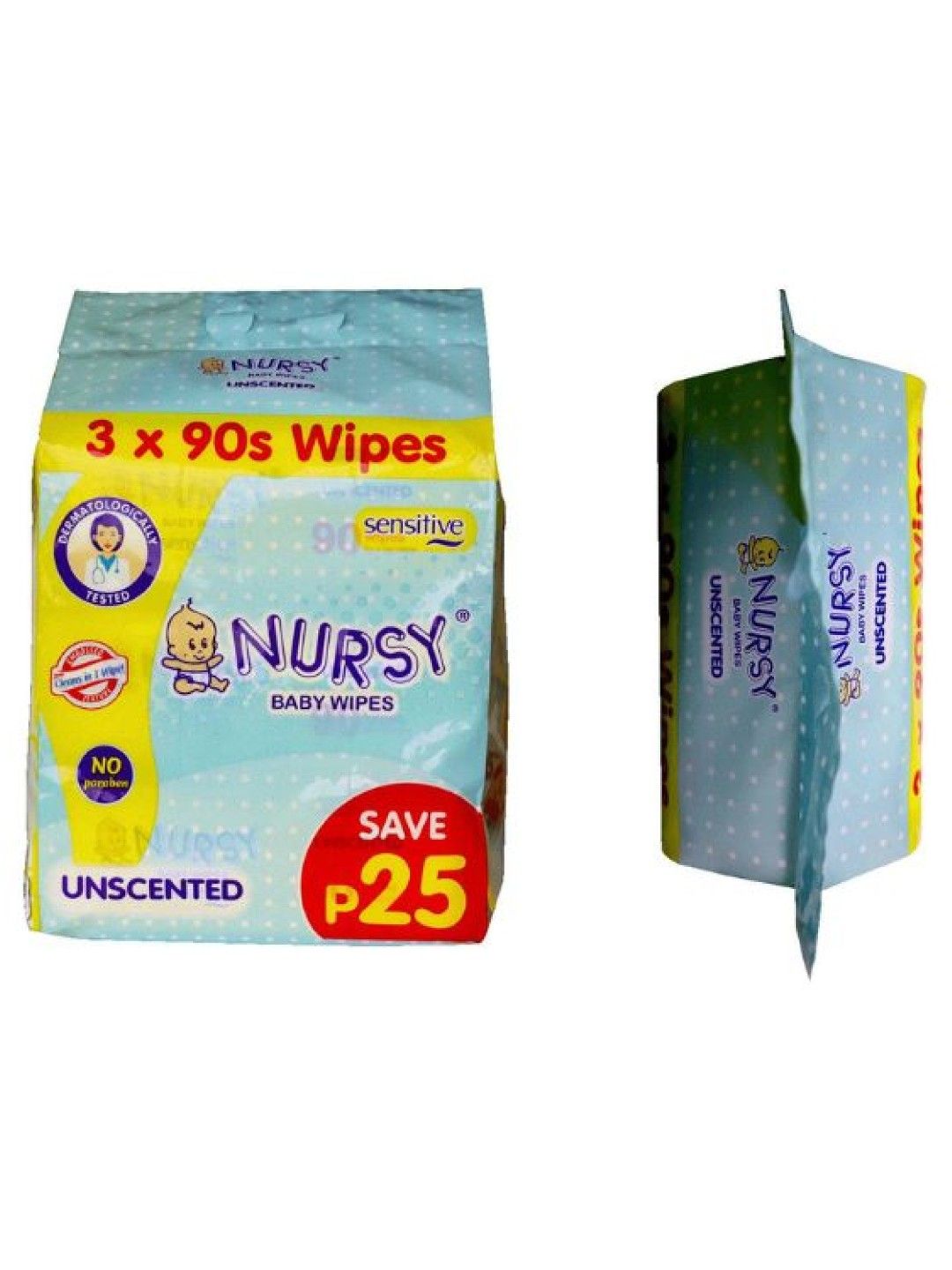 Nursy Wipes | [Promo Pack] Unscented 90's 3-pack S