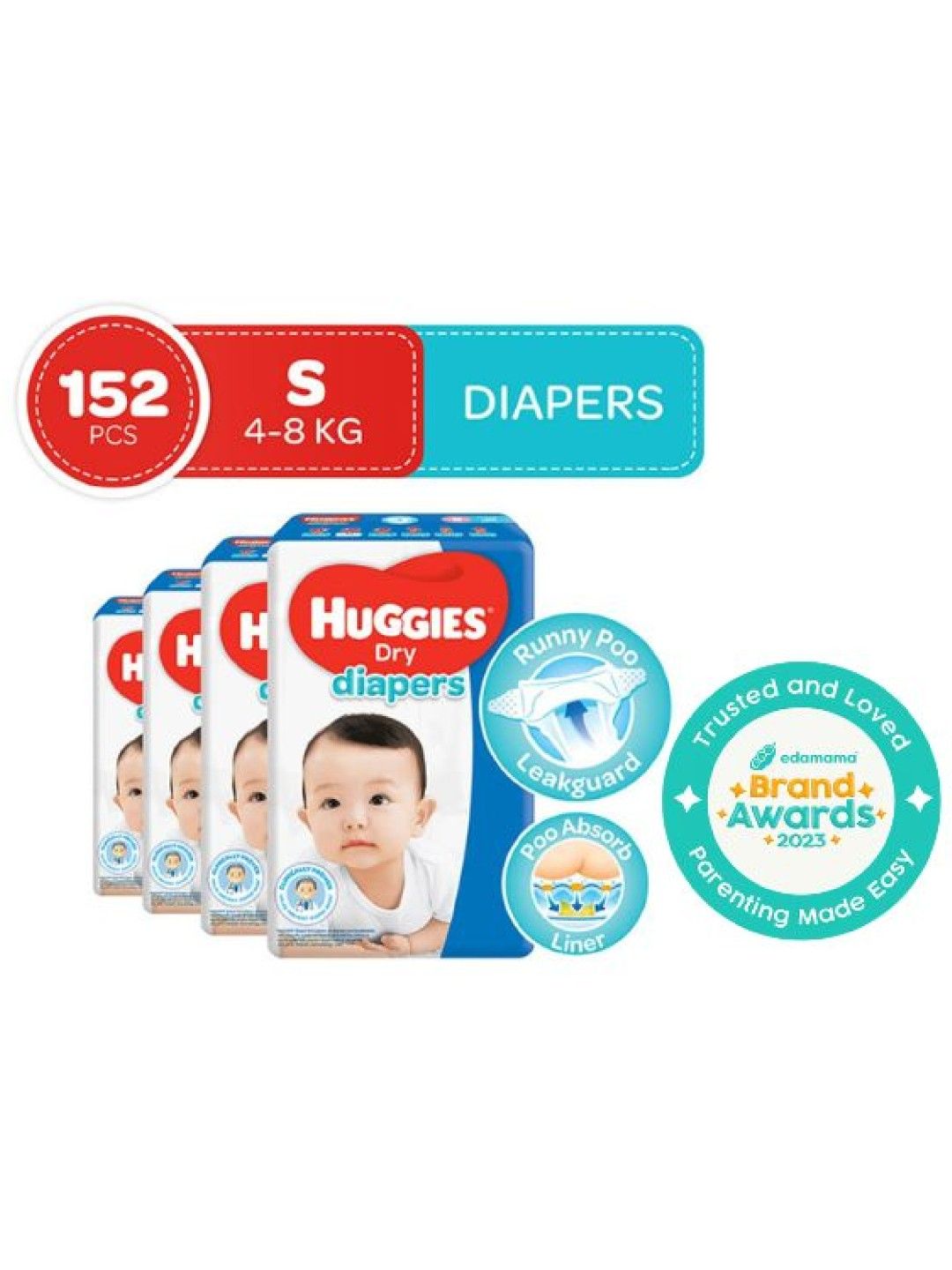 Huggies Dry Diapers Small (38s) Bundle of 4 | edamama