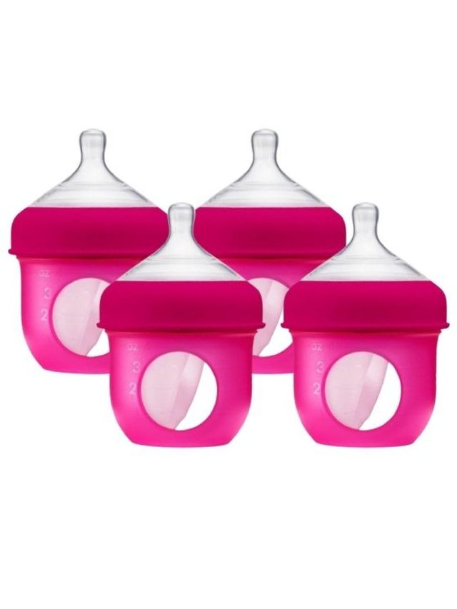 BOON NURSH Silicone Pouch Bottle 4oz 4-Pack (Pink) | edamama