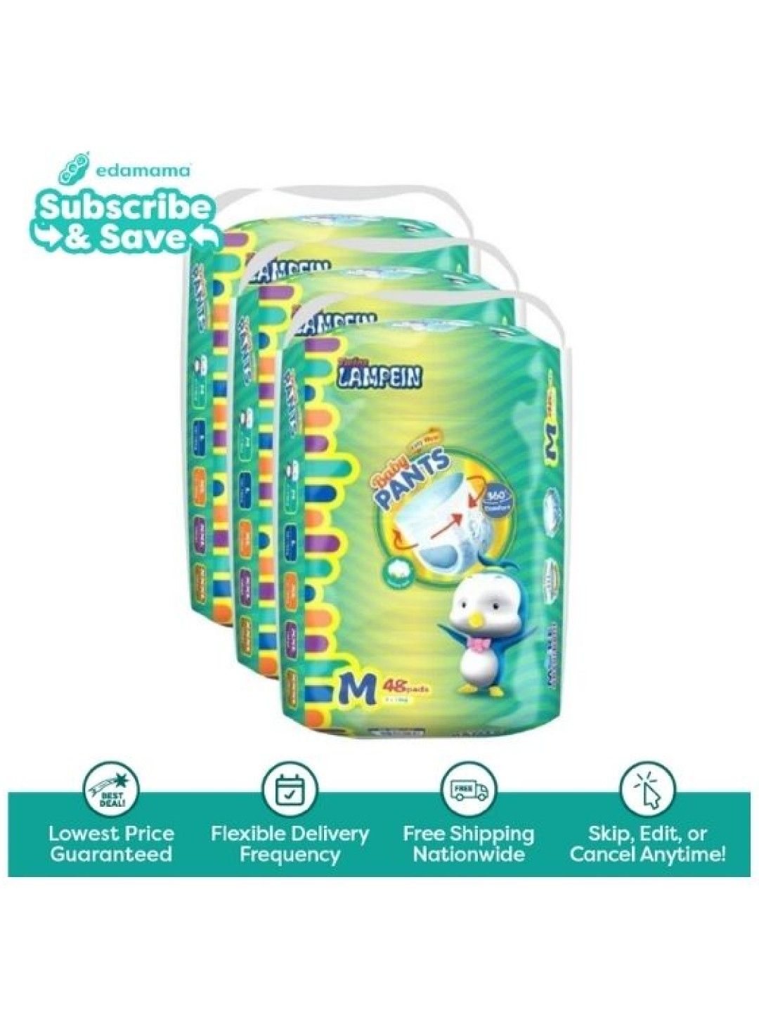 Twins Lampein Pants Jumbo Pack Medium (48s x 3) - Subscription | edamama