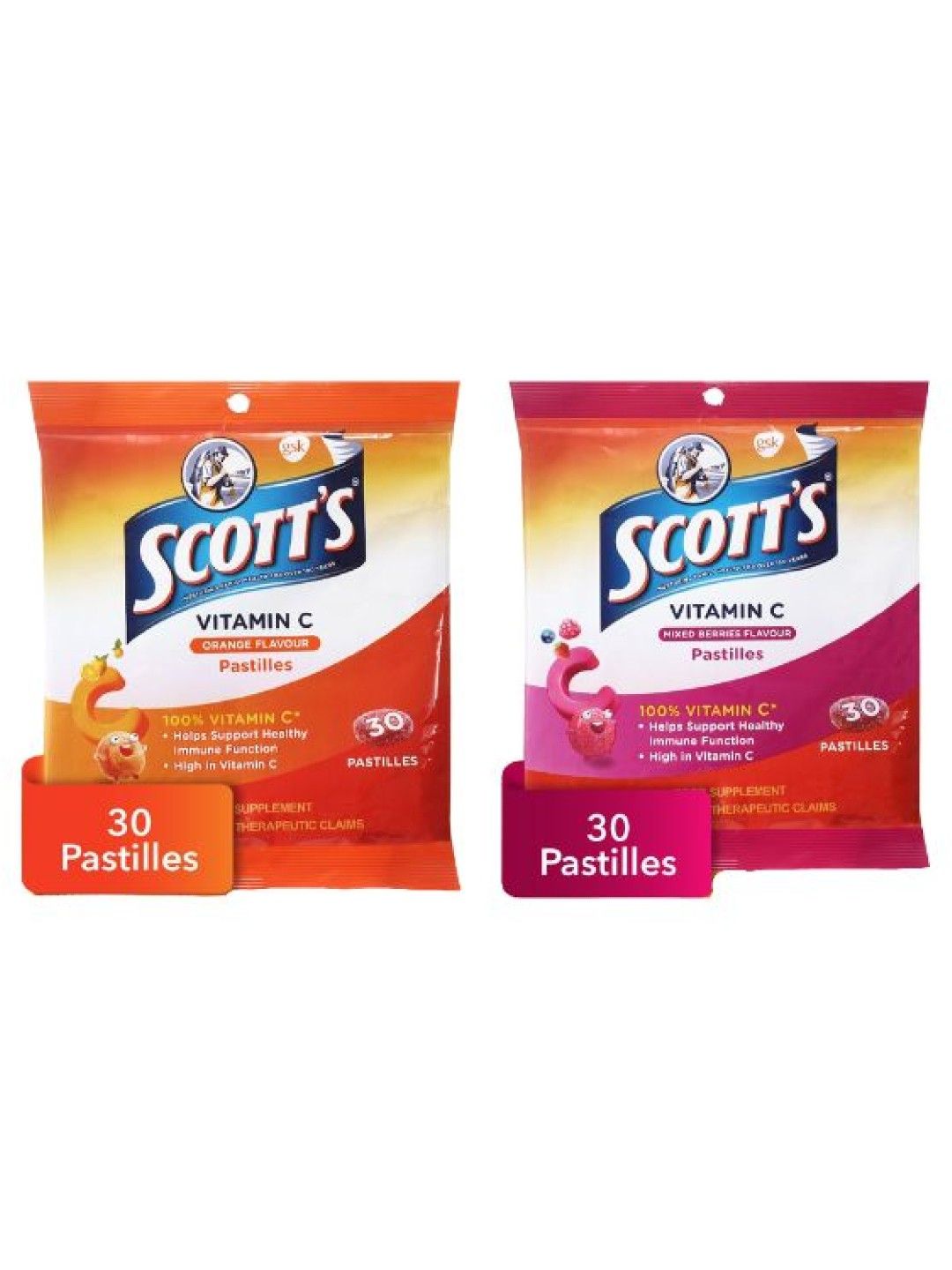Scott's Vitamin C Pastilles Mixed Berries Flavour (30s) & Orange ...