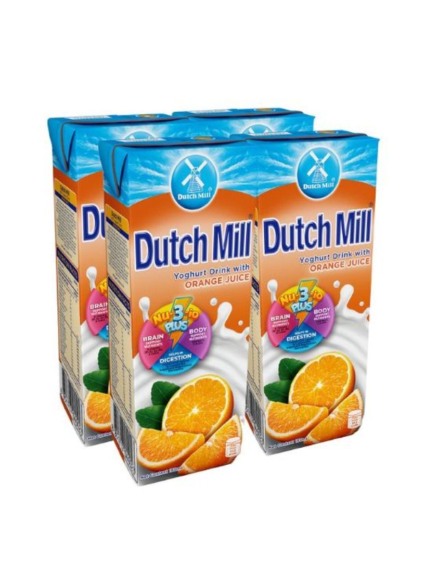 Dutch Mill UHT Yoghurt Drink Orange 180ml x 4 bric | edamama