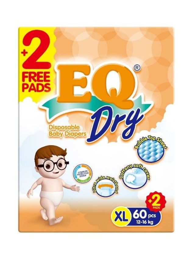 EQ Diapers and Wipes Dry Mega Pack XL (62 pcs) | edamama