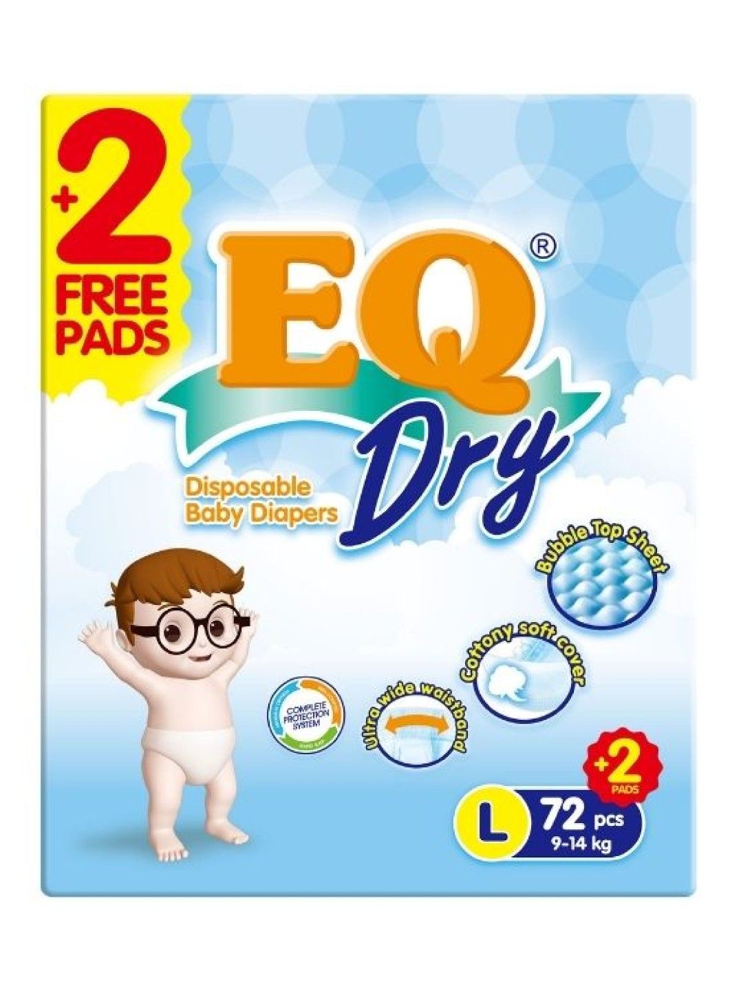 EQ Diapers and Wipes Dry Mega Pack Large (74 pcs) | edamama