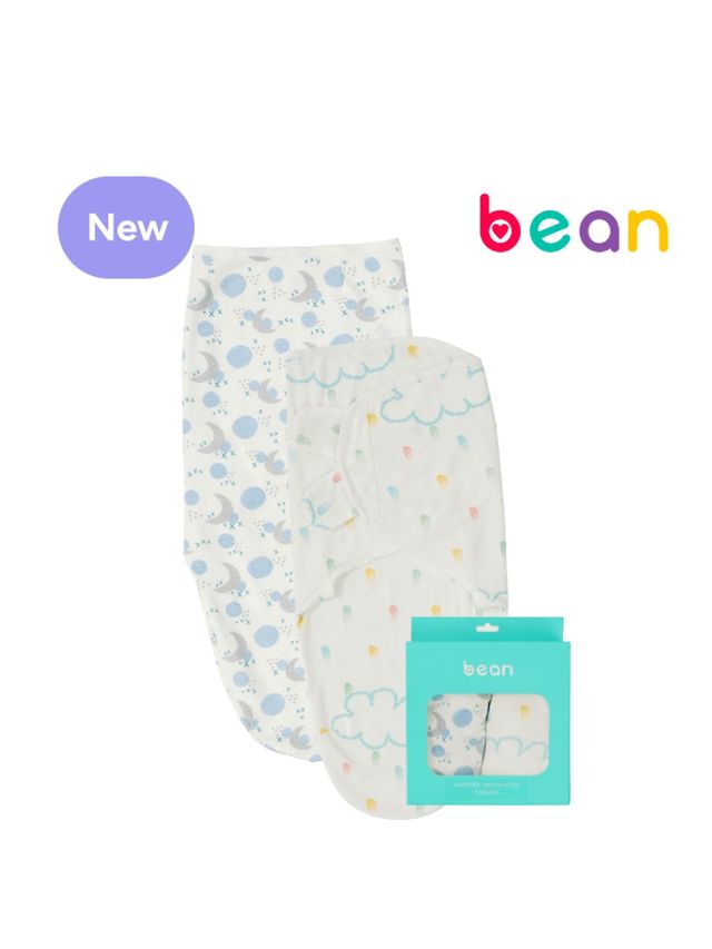 bean 2 pcs Ava Swaddle Velcro Wrap Bundle Moon and