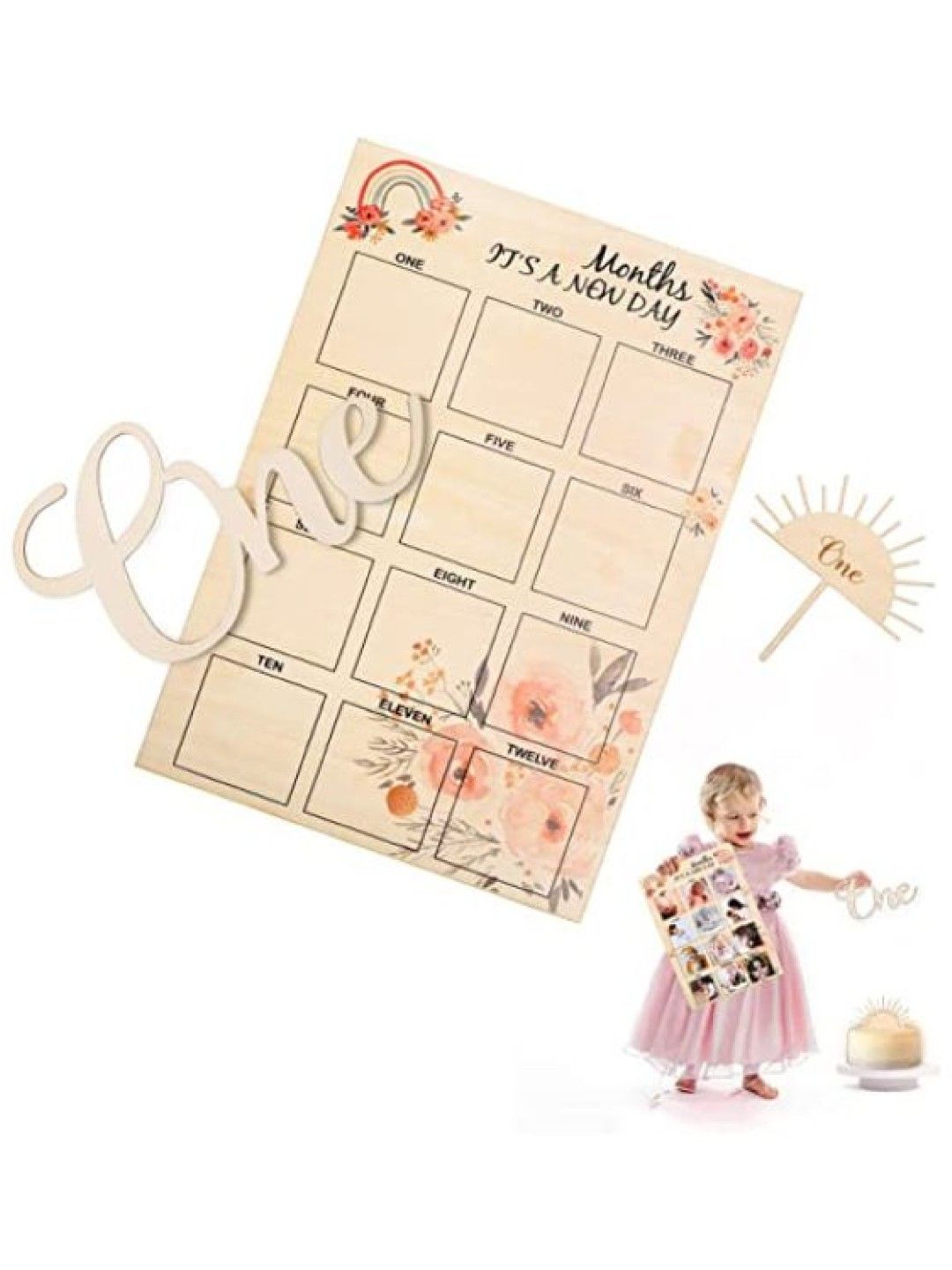 Bababoo Kids Baby Props For Newborn Monthly Wood B | edamama