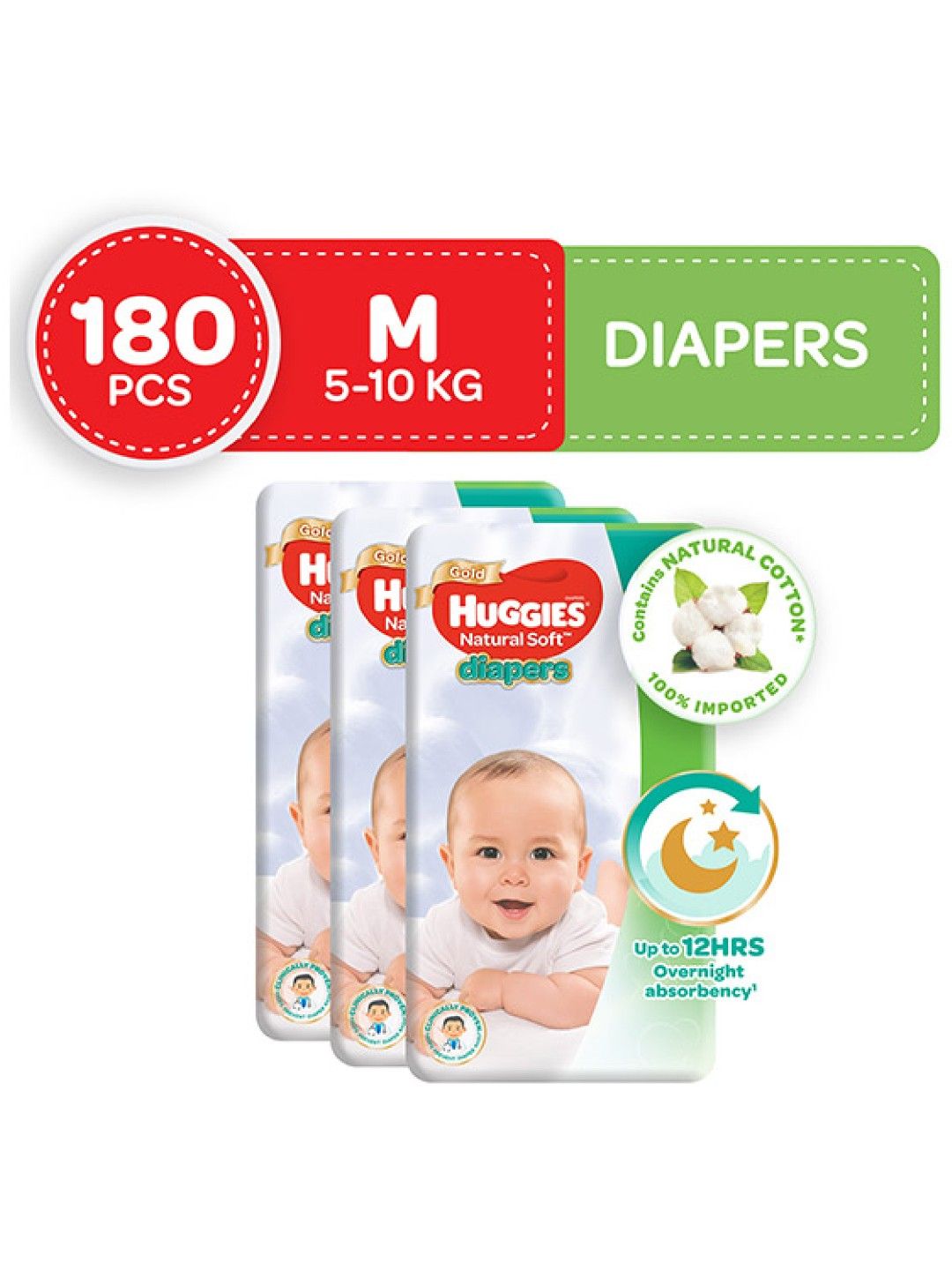 Huggies Natural Soft Medium (60s) Bundle of 3 | edamama