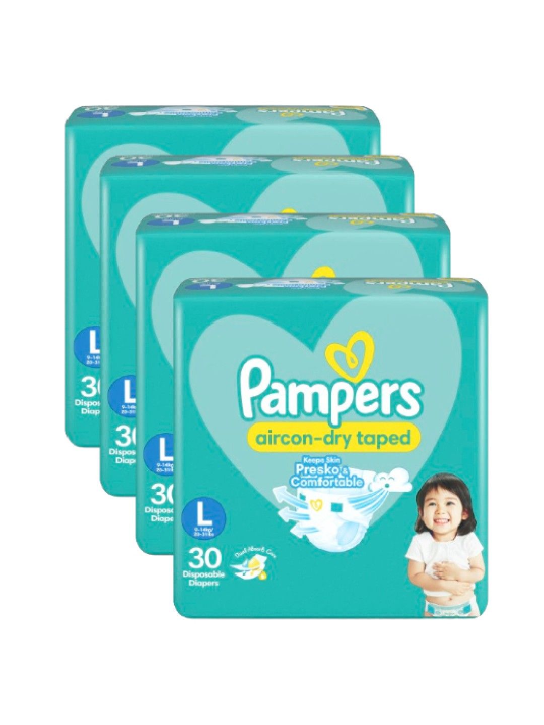 Pampers Baby Dry Taped Large 30s x 4 packs (120 pc | edamama