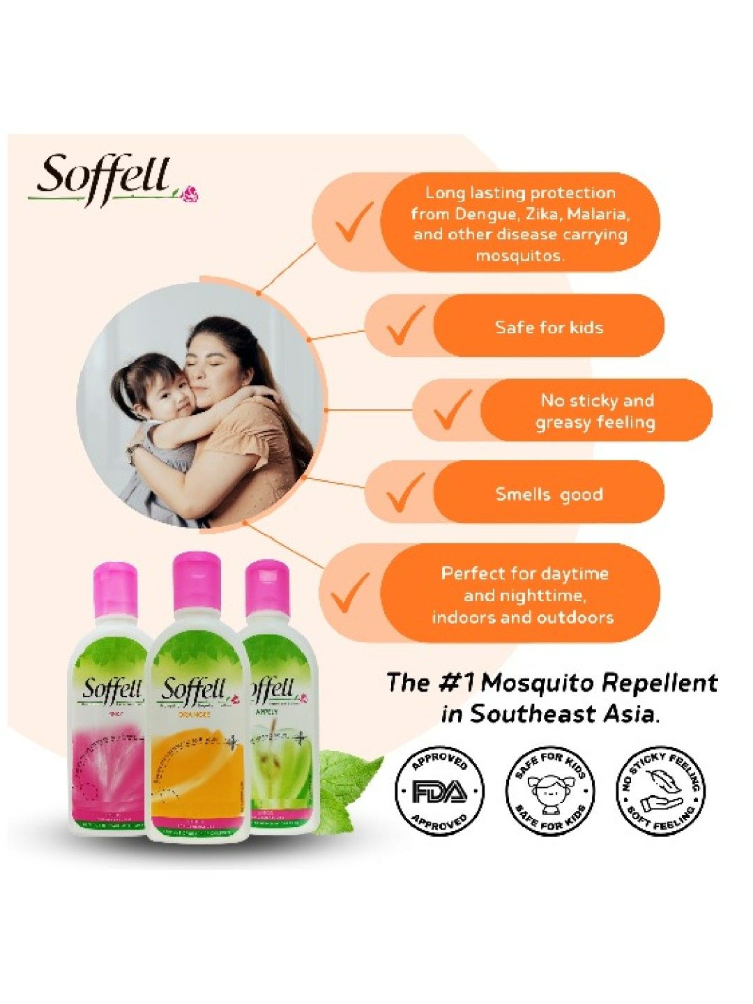 Soffell Mosquito Repellent Lotion Set of 3 60ml (A | edamama