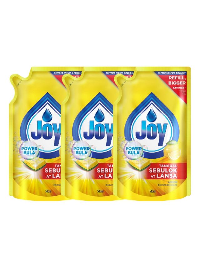 Joy Lemon Dishwashing Liquid Refill 3-Pack (540ml) | edamama