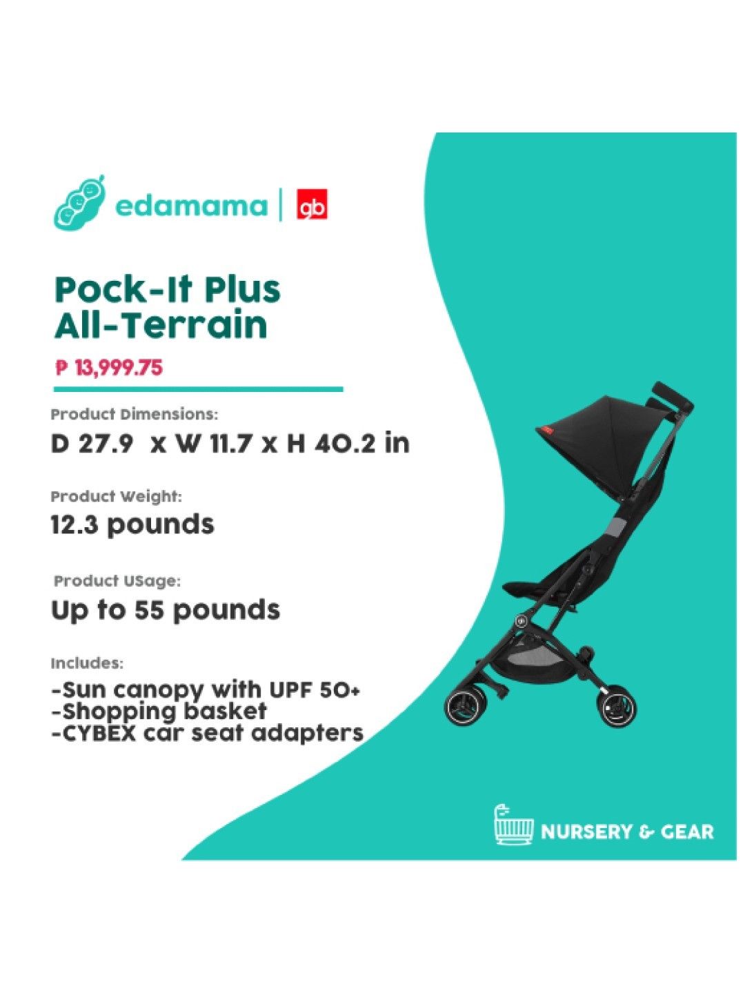 Goodbaby Pock-It Plus All-Terrain - Velvet Black | edamama