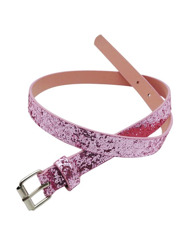 Kids Belt - Girls Glitter Thin Belt Pink