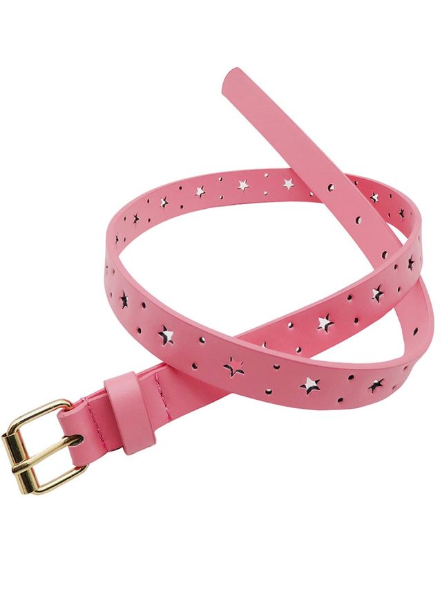 Kids Belt - Girls Star Hole Thin Belt Pink