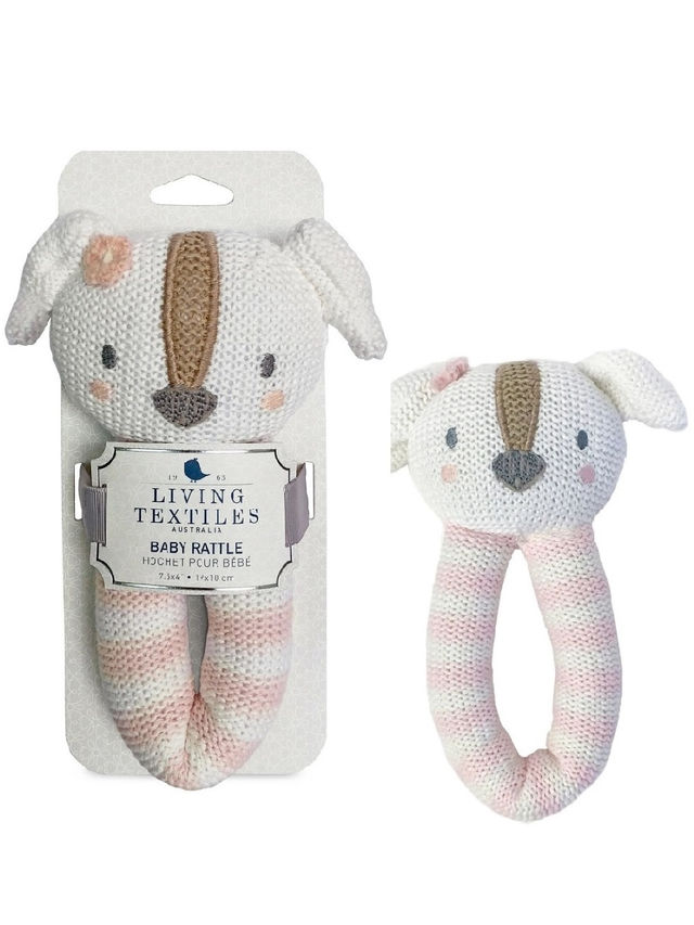 Living Textiles Knitted Rattle – Ms. Rory Puppy | edamama