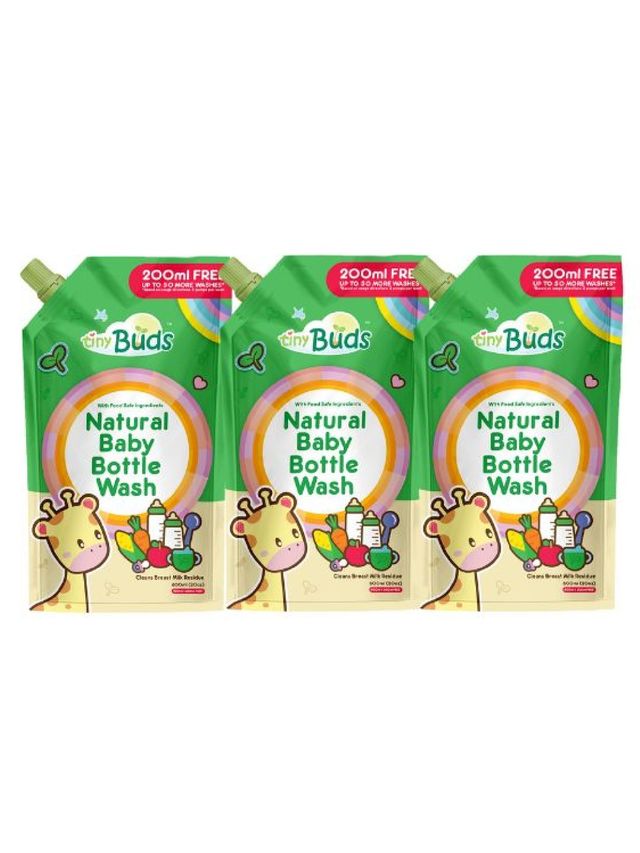 Tiny Buds Natural Baby Bottle Wash Refill 600ml - Bundle of 3 | edamama