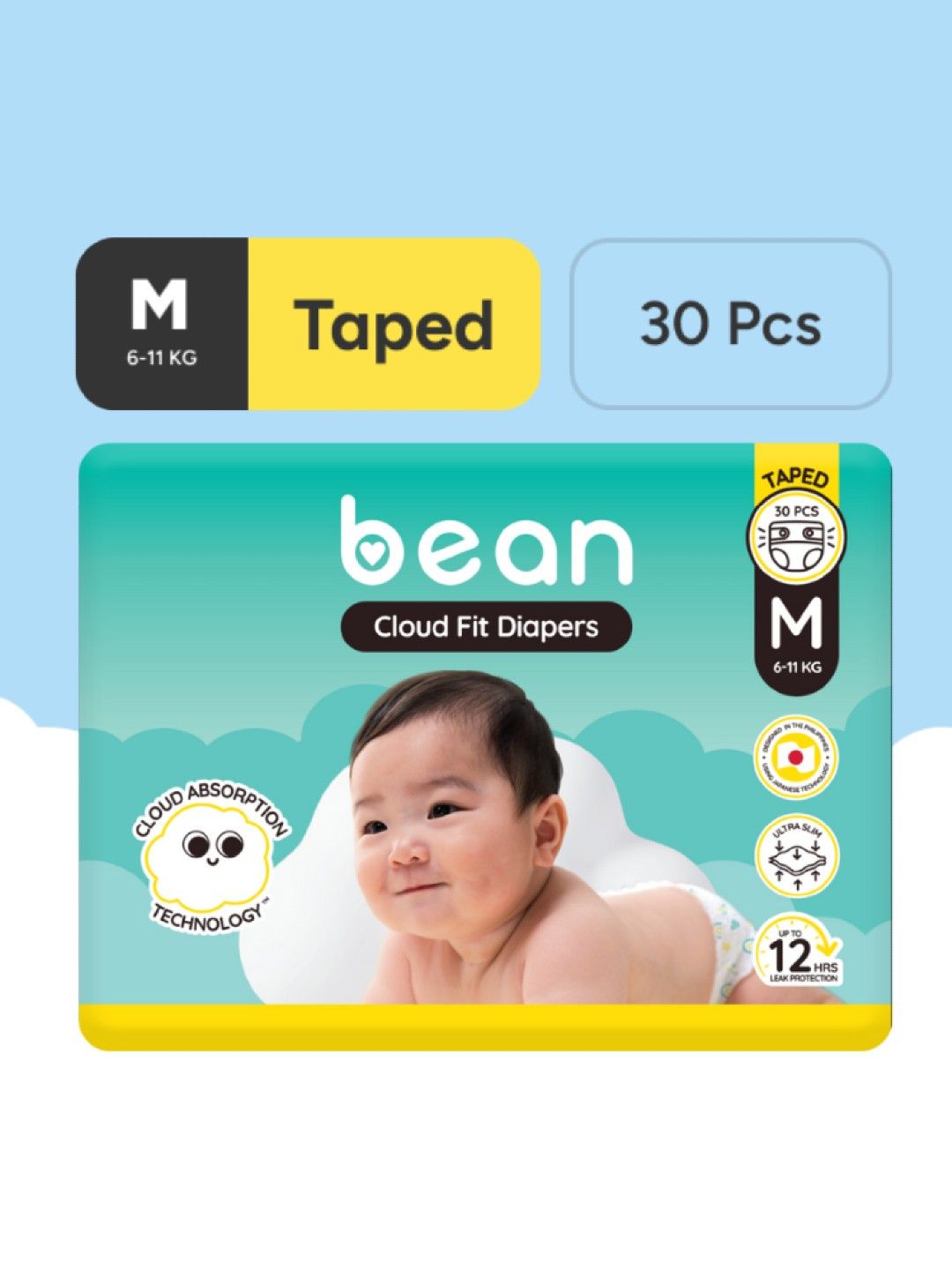 bean Cloud Fit Diapers Medium (30s) | edamama