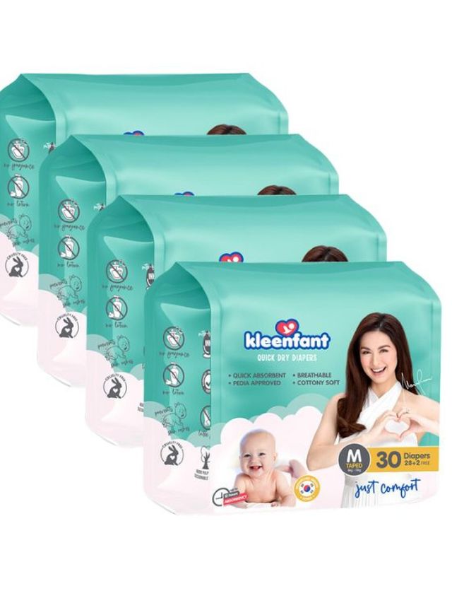Kleenfant Diaper Taped Medium (30 pcs) Pack of 4 | edamama