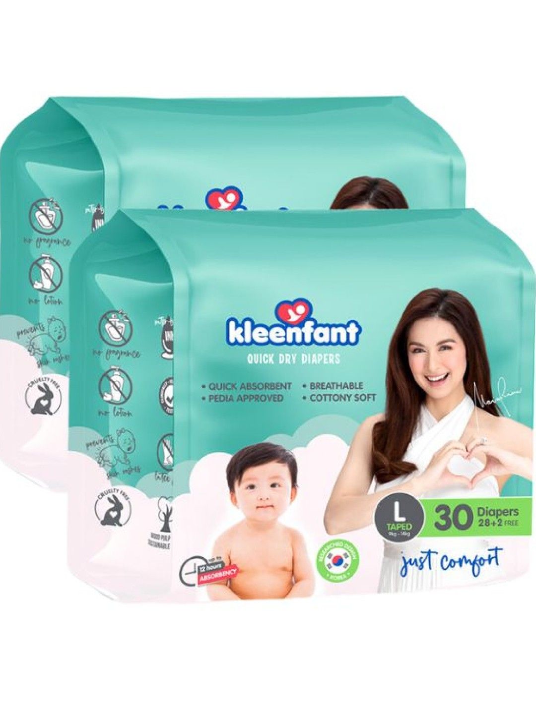 Kleenfant Diaper Taped Large (30 pcs) Pack of 2 | edamama