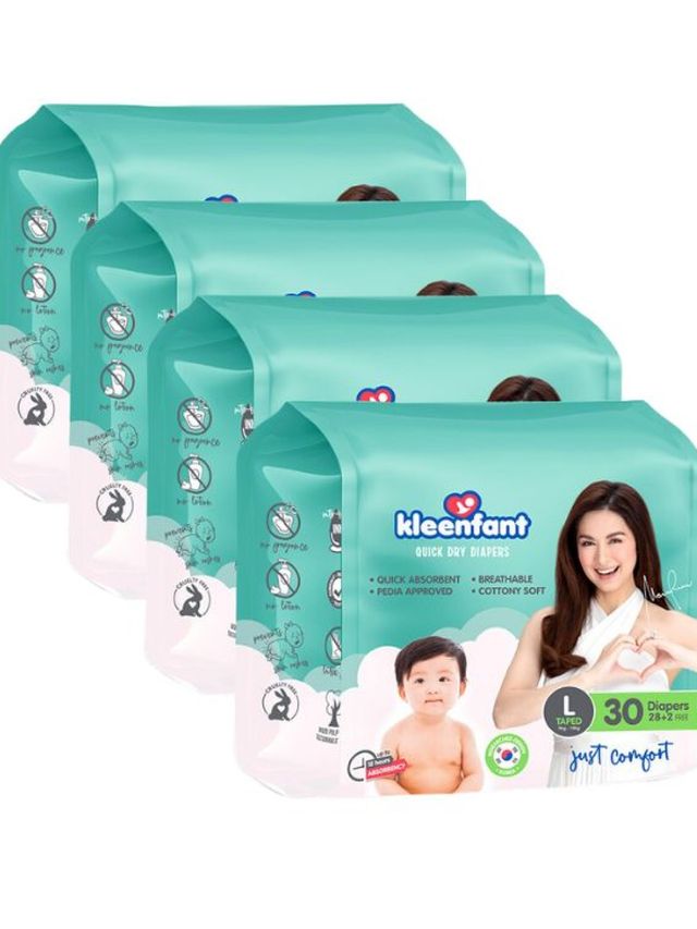 Kleenfant Diaper Taped Large (30 pcs) Pack of 4 | edamama
