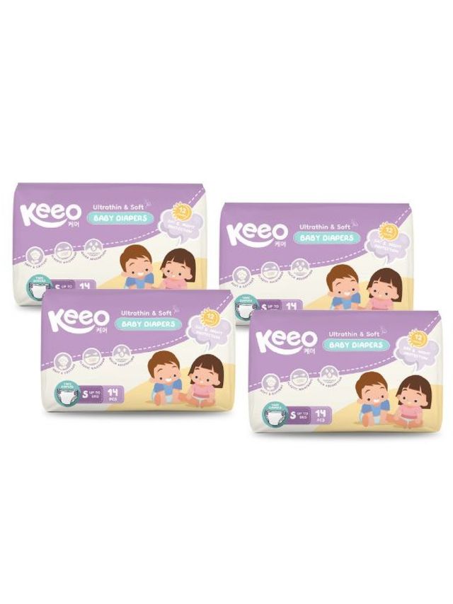 Keeo Korean Tape Diaper Small (14's) Pack of 4 | edamama
