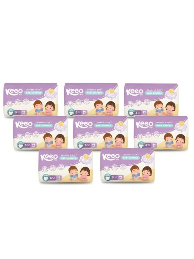 Keeo Korean Tape Diaper Small (14's) Pack of 8 | edamama
