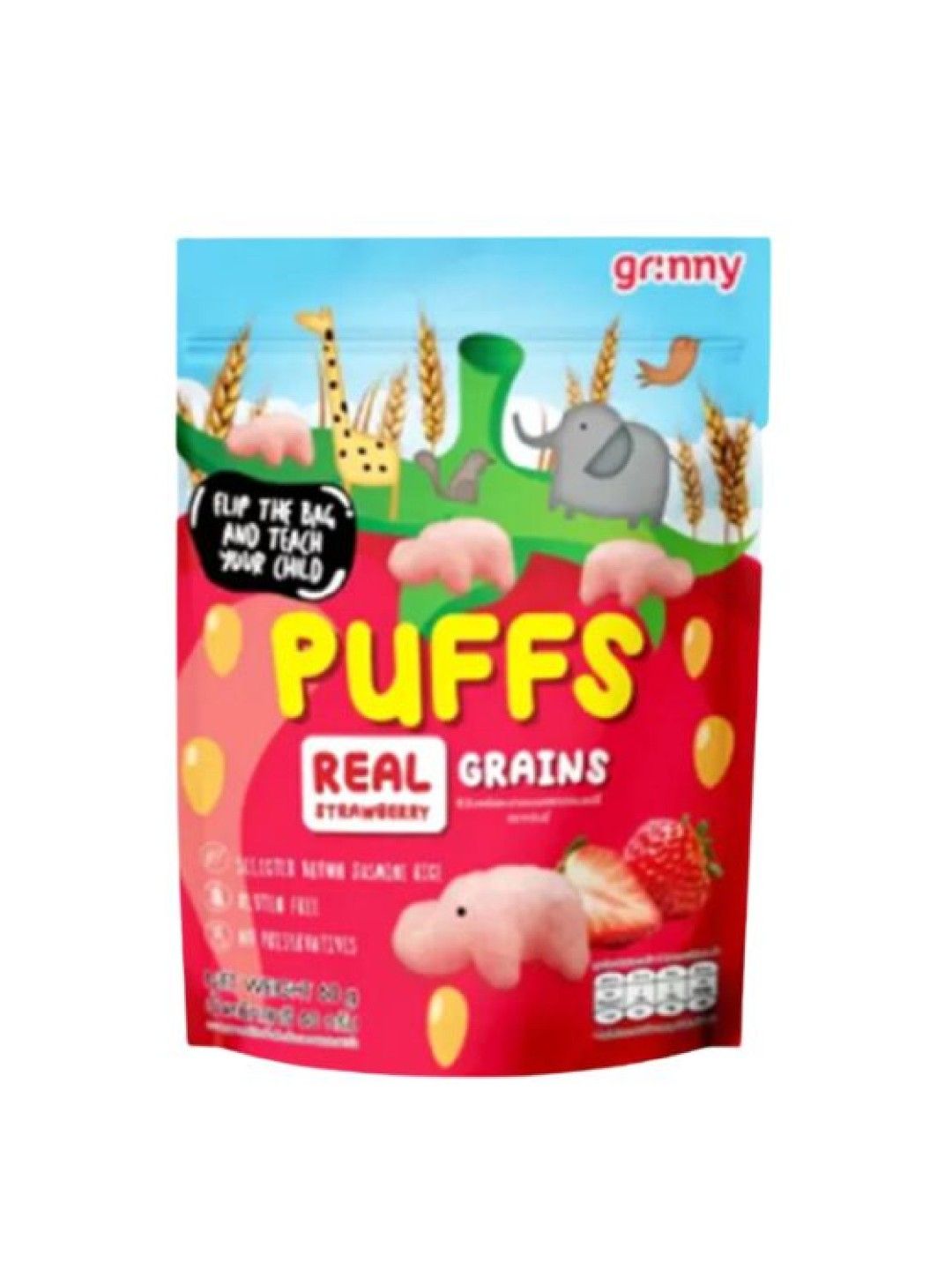Grinny Puffs Real Grains Strawberry (60g) | edamama