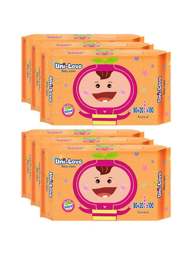 Uni-love Powder Scent Baby Wipes 100's (6-Pack) | edamama