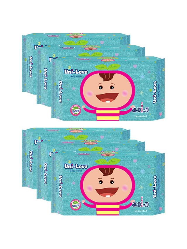 Uni-Love Unscented Baby Wipes 70's 6-Pack | edamama
