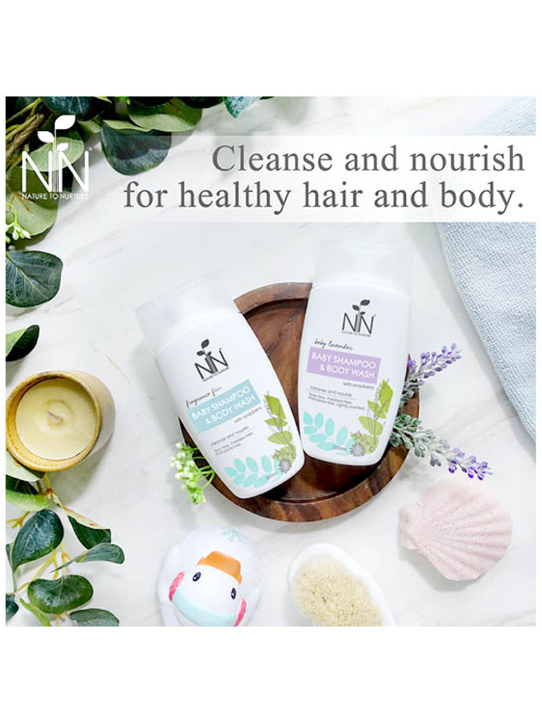 Nature to Nurture Fragrance Free Baby Shampoo and Bo