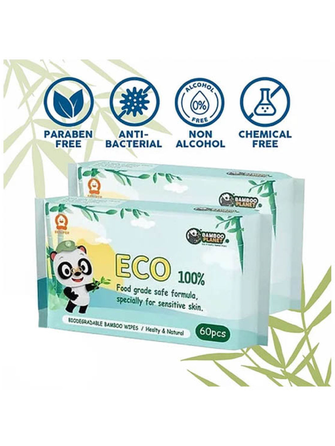 Bamboo Planet Eco-friendly Wet Wipes (60s) | edamama