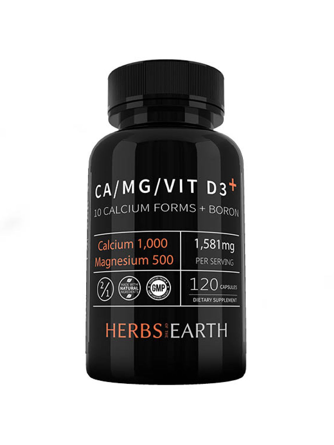 Herbs of the Earth Calcium Magnesium Vit D3 1000mg (120 Capsules) | edamama