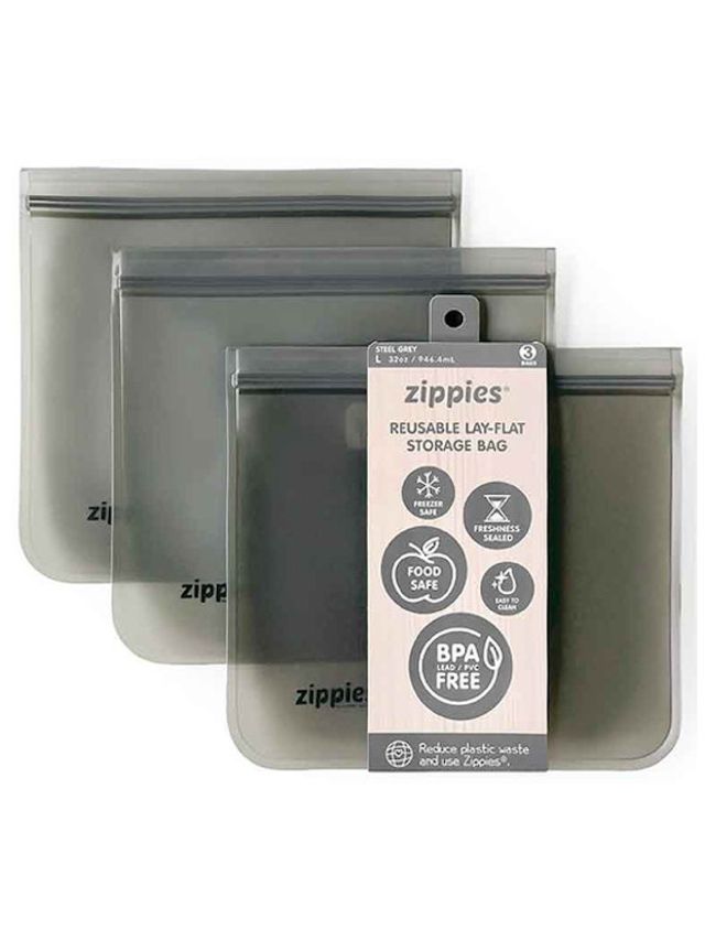 Zippies Steel Grey Reusable Lay Flat Storage Bags | edamama